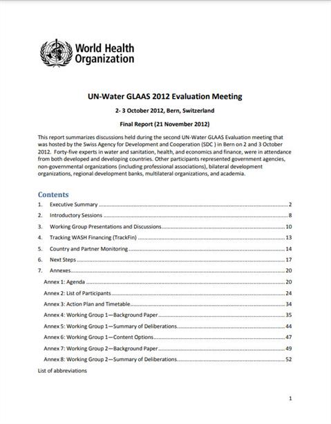 UN-Water GLAAS 2012 evaluation meeting